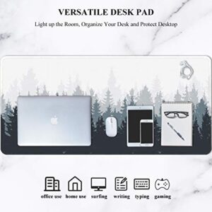 Auhoahsil Large Mouse Pad, Full Desk XXL Extended Gaming Mouse Pad 35" X 15", Waterproof Desk Mat with Stitched Edge, Non-Slip Laptop Computer Keyboard Mousepad for Office & Home, Misty Forest Design