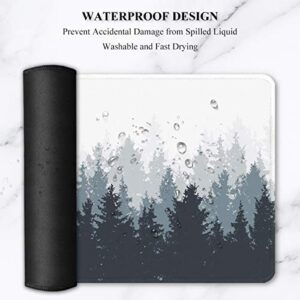 Auhoahsil Large Mouse Pad, Full Desk XXL Extended Gaming Mouse Pad 35" X 15", Waterproof Desk Mat with Stitched Edge, Non-Slip Laptop Computer Keyboard Mousepad for Office & Home, Misty Forest Design