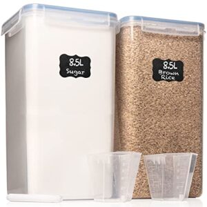 extra large food storage containers with airtight lids, set of 2 (8.5l / 287 oz) maximize storage space for flour sugar rice baking supply, kitchen & pantry bulk food storage for kitchen organization