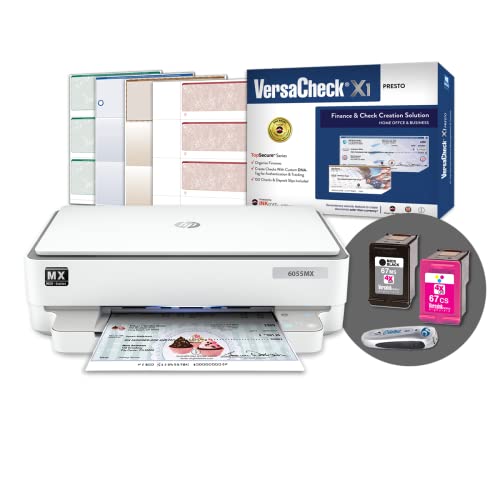 VersaCheck HP Envy 6055 MXE All-in-One MICR Check Printer Presto Software Bundle, White