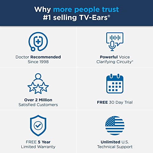 TV Ears Dual Digital Wireless Headset System - Use 2 Headsets at same time w/ Different Volume, Supports All TVs, Ideal for Seniors & Hearing Impaired, Infrared, Plug N' Play - Dr Recommended - 11841