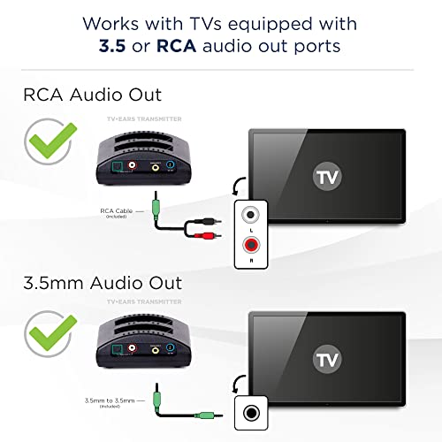 TV Ears Dual Digital Wireless Headset System - Use 2 Headsets at same time w/ Different Volume, Supports All TVs, Ideal for Seniors & Hearing Impaired, Infrared, Plug N' Play - Dr Recommended - 11841