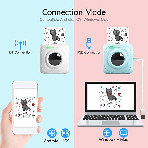 PAPERANG P1 Mini Pocket Printer BT Wireless Thermal Printer Portable Mobile Printer 200dpi for Photo Picture Receipt Memo Note Label Sticker Compatible with Android iOS Windows Mac