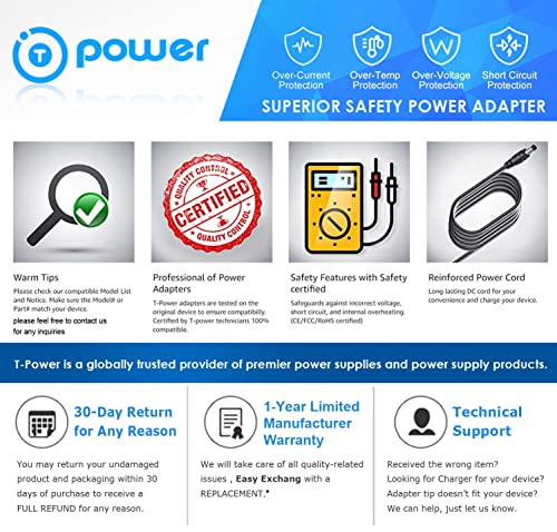 T POWER AC Adapter for Jiose Thermal Label Printer J500, BTJ500-WHITE & Phomemo PM246S ASprink PM-241-BT Bluetooth Thermal Shipping Label Printer ONLY Ac Dc Charger Power Supply