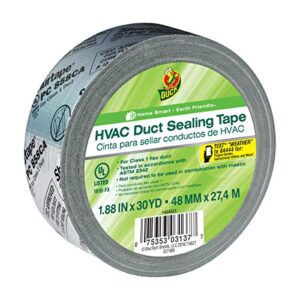 duck brand hvac duct sealing tape, silver, 1.88 inches x 30 yards, 1 roll (1404523)