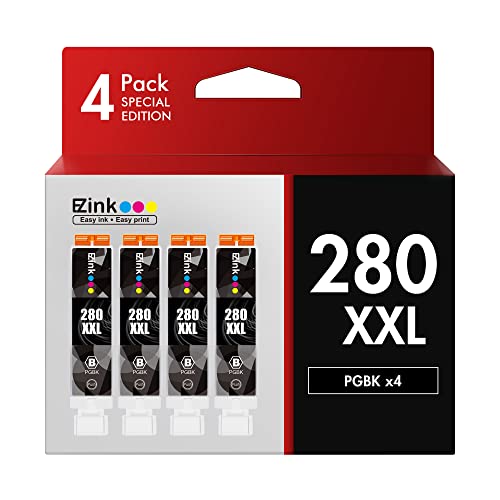 E-Z Ink (TM Compatible Ink Cartridge Replacement for Canon PGI-280XXL PGI 280 XXL Compatible with PIXMA TR7520 TR8520 TS6120 TS6220 TS8120 TS8220 TS9120 TS9520 TS9521C Printer (4 Black)