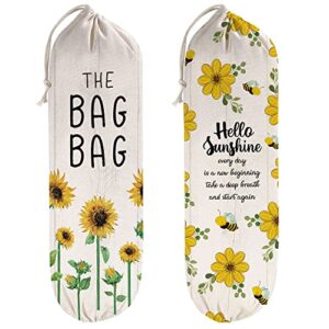 wellbanee 2pcs sunflower plastic bag holder for kitchen, the bag bag, plastic bag organizer- pb001