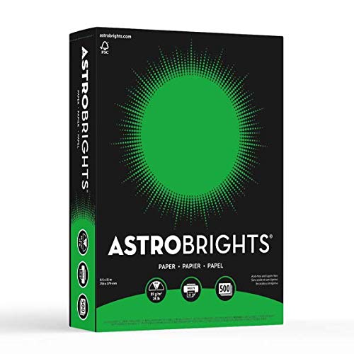 Neenah Astrobrights Color Paper, 8.5” x 11”, 24 lb/89 GSM, Gamma Green, 500 Sheets (21548)