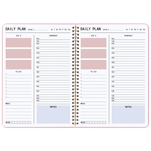 Daily Planner Hourly Schedules Appointment Planner Undated with To-Do List,Meals,Notes 10"X7.3",Flexible Cover ,Twin-Wire Binding