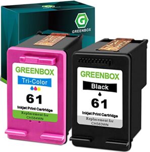 greenbox remanufactured ink cartridge 61 replacement for hp 61 xl hp 61xl combo for envy 4502 4503 4504 4505 deskjet 1512 1000 1010 2000 3050 3510 officejet 2620 2621 4632 printer(1 black 1 tri-color)