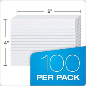 Oxford 4" x 6" Ruled White Index Cards, 100/Pack