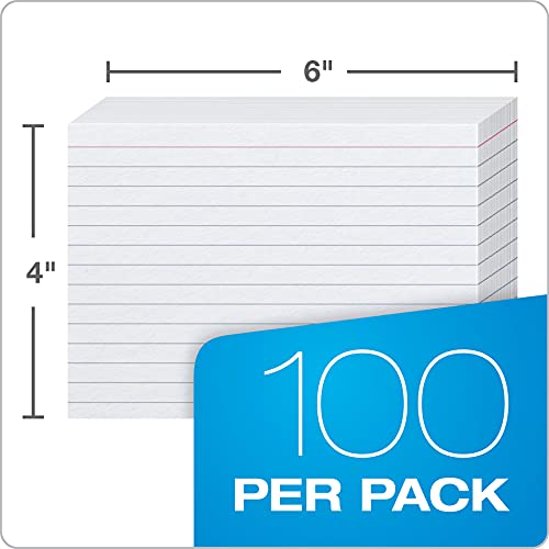 Oxford 4" x 6" Ruled White Index Cards, 100/Pack