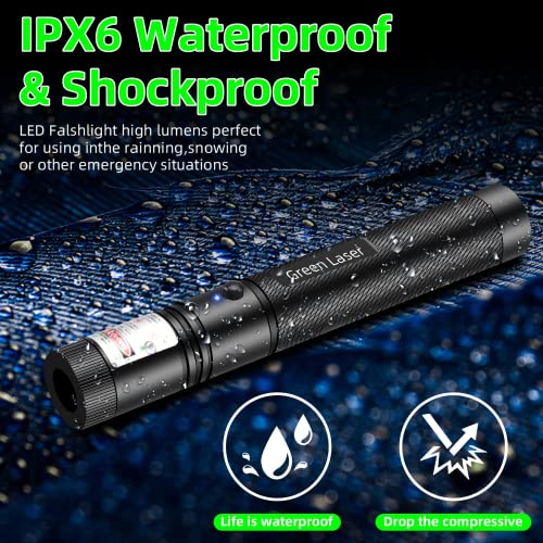 AULKERY Green Laser Pointer High Power, Strong Laser Pointer High Power, 10000 Feet Long Range Laser Pointer with Star Cap for Projecto Presentations