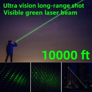 AULKERY Green Laser Pointer High Power, Strong Laser Pointer High Power, 10000 Feet Long Range Laser Pointer with Star Cap for Projecto Presentations