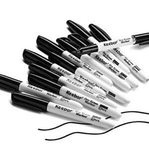 Keebor Basic Fine Tip Dry Erase Markers, Black, Bulk of 72 Pack Low-Odor Whiteboard Markers for Office School Home