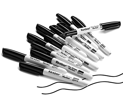 Keebor Basic Fine Tip Dry Erase Markers, Black, Bulk of 72 Pack Low-Odor Whiteboard Markers for Office School Home