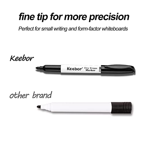 Keebor Basic Fine Tip Dry Erase Markers, Black, Bulk of 72 Pack Low-Odor Whiteboard Markers for Office School Home