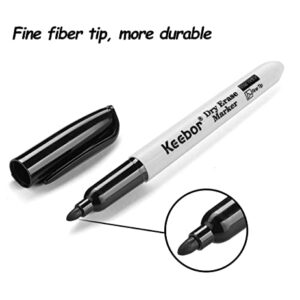 Keebor Basic Fine Tip Dry Erase Markers, Black, Bulk of 72 Pack Low-Odor Whiteboard Markers for Office School Home