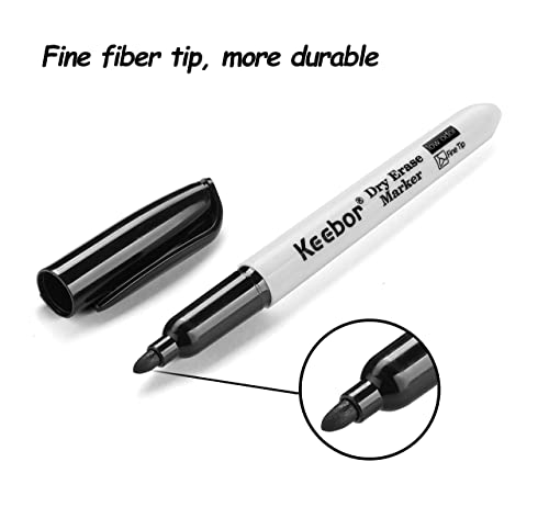 Keebor Basic Fine Tip Dry Erase Markers, Black, Bulk of 72 Pack Low-Odor Whiteboard Markers for Office School Home