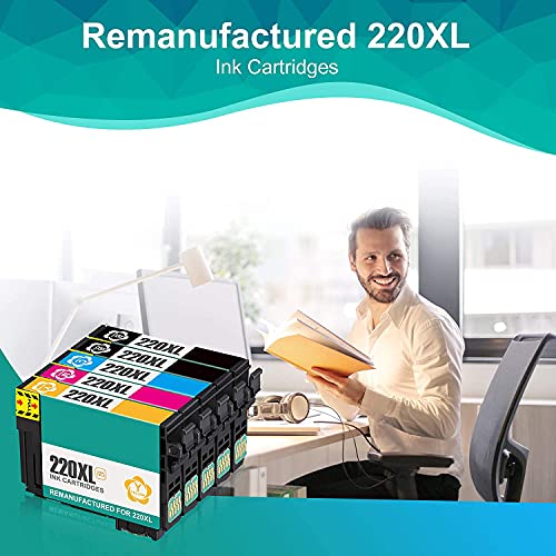 Sepeey Remanufactured Ink Cartridge Replacement for Epson 220 220XL 220 XL T220, Use with Epson WF-2760 WF-2750 WF-2630 WF-2650 WF-2660 Expression Home XP-420 XP-320 XP-424 Printer, 5 Packs