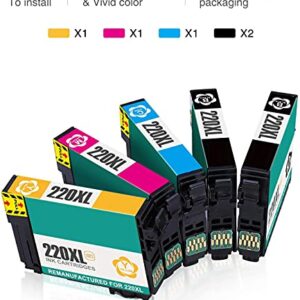 Sepeey Remanufactured Ink Cartridge Replacement for Epson 220 220XL 220 XL T220, Use with Epson WF-2760 WF-2750 WF-2630 WF-2650 WF-2660 Expression Home XP-420 XP-320 XP-424 Printer, 5 Packs