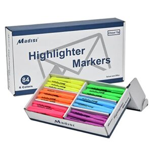 madisi highlighters, chisel tip, assorted colors, bulk pack, 84-count