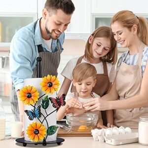 Sunflower Kitchen Paper Towel Holder - Yellow Home Kitchen Decor Accessories - Hegivoc Black Metal Farmhouse Large Towel Stand for Countertops - The Butterfly Lovers