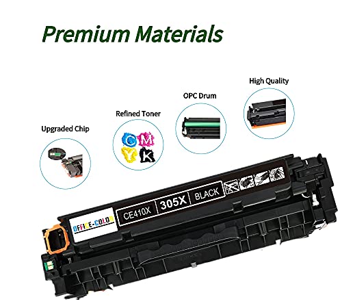 4-Pack Compatible HP 305A Black,Cyan, Magenta, Yellow Toner Cartridges Works with Laserjet Pro 400 Color M451dn M451nw M451dw MFP M475dw M475dn Pro 300 M375nw