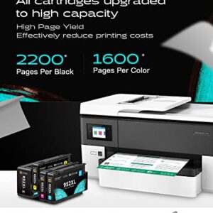 【Larger Capacity】 952XL High-Yield Ink Cartridges, Replacement for HP 952 952 XL Ink Cartridges Combo Pack (1BK/1C/1M/1Y), for OfficeJet Pro 8710 8720 7720 7740 8210 8702 8715 8725 Printers