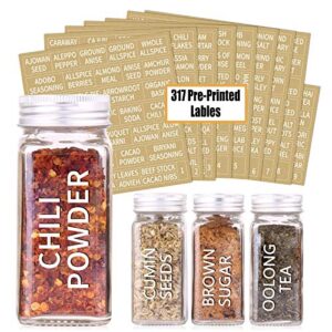 SWOMMOLY 36 Glass Spice Jars with 703 Spice Labels, Empty Square Spice Bottles 4 oz with Pour/Sift Shaker Lid, Airtight Cap, Chalk Marker and Funnel Complete Set