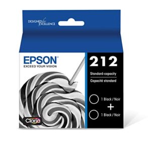 epson t212 claria -ink standard capacity black dual -cartridge pack (t212120-d2) for select epson expression and workforce printers