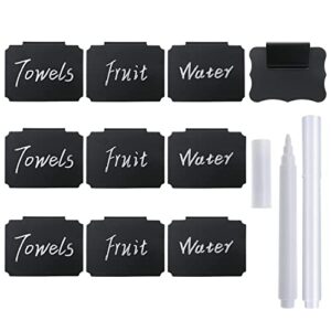 10 plastic basket bin label clip on removable basket label kitchen pantry basket label clip with white chalk markers for storage bin basket box hanging bin clip label (10)