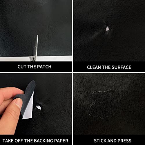 Shagoom Leather Repair Patch, 17X79 inch Repair Patch Self Adhesive Waterproof, DIY Large Leather Patches for Couches, Furniture, Kitchen Cabinets, Wall (17X79 inch, Black)