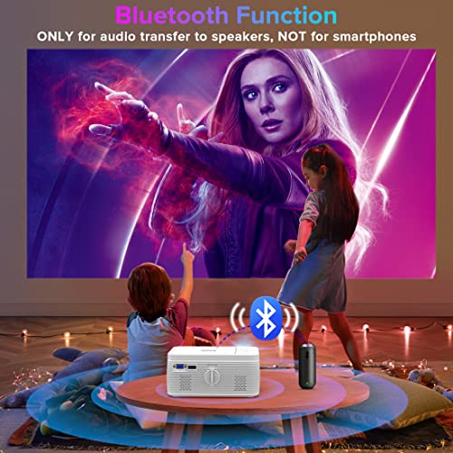 BIGASUO Upgrade HD Bluetooth Projector Built in DVD Player, Mini Video Projector 1080P Supported Compatible with TV/HDMI/VGA/AV/USB/TF SD Card, Portable Outdoor Movie Projector