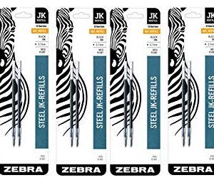 Zebra G-301 Stainless Steel Pen JK-Refill, Medium Point, 0.7mm, Black Ink, 2-Count (6 Pack)