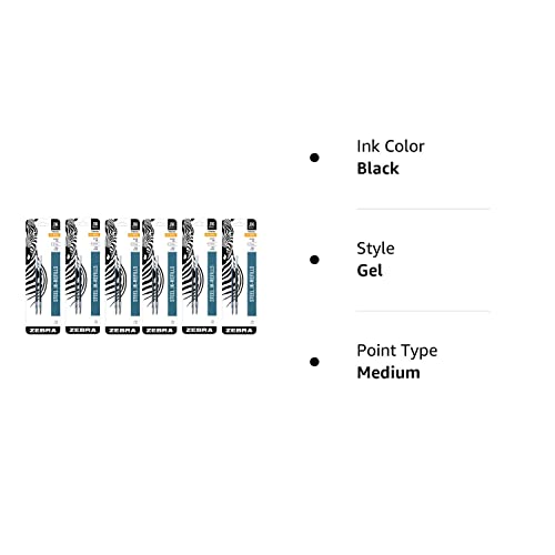 Zebra G-301 Stainless Steel Pen JK-Refill, Medium Point, 0.7mm, Black Ink, 2-Count (6 Pack)