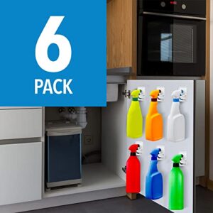 [6 Pack] Wall Mount Spray Bottle Holder to Create Storage Space - Easy to Install Spray Bottle Hanger - Strong Hold Spray Bottle Holder Wall Mount to a Variety of Surfaces - Spray Bottle Wall Holder