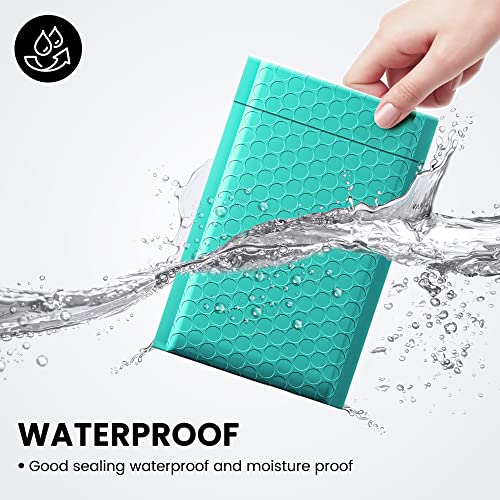 Fuxury Small Bubble Mailers 4x8 Inch 100 Pack, Teal Bubble Mailer, Self Seal Padded Envelopes Waterproof Mailing Envelopes Bubble Padded, Bubble Envelopes for Shipping, Small Business, Bulk #000