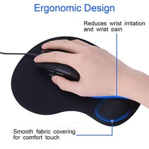 JIKIOU 2 Pack Ergonomic Mouse Pads with Comfortable and Cooling Gel Wrist Rest Support and Lycra Cloth, Non-Slip PU Base for Easy Typing Pain Relief, Durable and Washable for Easy Cleaning