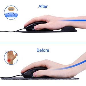 JIKIOU 2 Pack Ergonomic Mouse Pads with Comfortable and Cooling Gel Wrist Rest Support and Lycra Cloth, Non-Slip PU Base for Easy Typing Pain Relief, Durable and Washable for Easy Cleaning