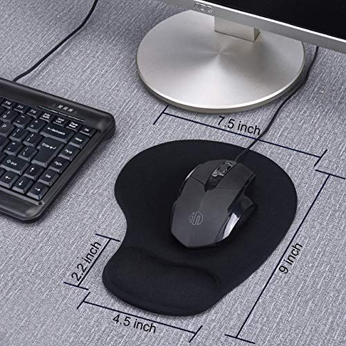 JIKIOU 2 Pack Ergonomic Mouse Pads with Comfortable and Cooling Gel Wrist Rest Support and Lycra Cloth, Non-Slip PU Base for Easy Typing Pain Relief, Durable and Washable for Easy Cleaning