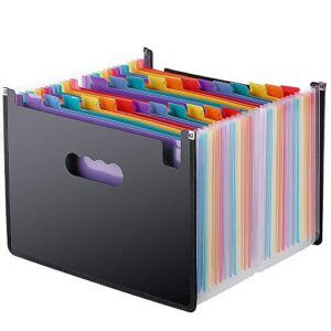 trimagic accordian file folder organizer, alphabetical expanding filing folders, a-z expandable accordion file box with 24 pockets for paperwork paper keeper invoice receipt bill document