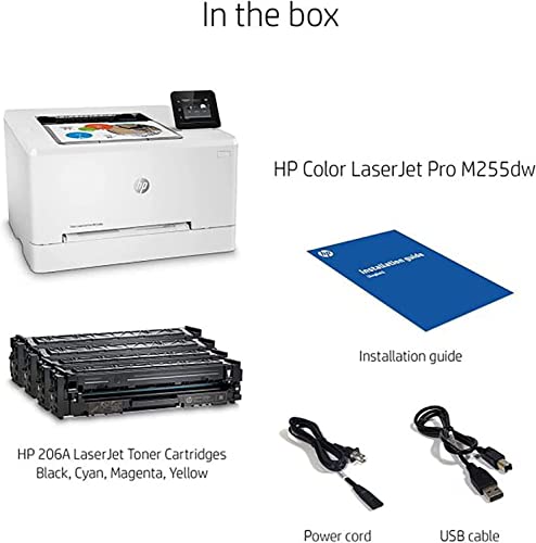 HP Color Laserjet Pro M255dw Single-Function Wireless Laser Printer, White - Print only - 2.7" Color Touchscreen, 22 ppm, 600 x 600 dpi, 8.5 x 14, Auto Duplex Printing, Ethernet