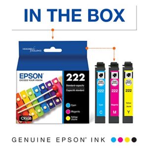 Epson T222 Color Combo Ink Cartridges, Standard Capacity