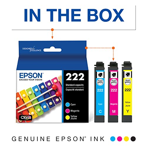 Epson T222 Color Combo Ink Cartridges, Standard Capacity