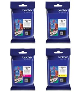 brother genuine lc3017 (lc-3017) (bk/c/m/y) high yield color ink 4-pack (includes 1 each lc3017bk, lc3017c, lc3017m, lc3017y)