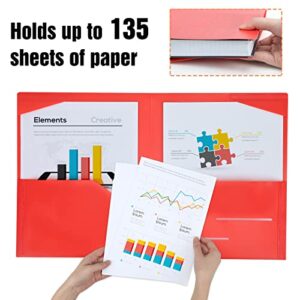 EOOUT 20 Pack Plastic Folders with 2 Pockets , 10 Colors Heavy Duty Pockets File Folders for Letter Size Paper