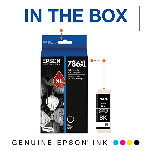 EPSON T786 DURABrite Ultra Ink High Capacity Black Cartridge (T786XL120-S) for Select Epson Workforce Printers