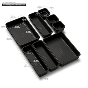 madesmart 8-Piece Interlocking Bin Pack - Granite | VALUE COLLECTION | Customizable Multi-Purpose Storage | Durable | Easy to Clean | BPA-Free (59601)