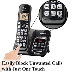 Panasonic KX-TG833SK Link2Cell Bluetooth with Talking Caller ID 3 Handset Cordless Phone (Renewed)